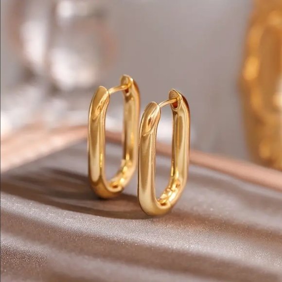 Jewelry | 14k Gold Round Oval Womens Hoop Earrings Ladies 14 Karat Snap ...
